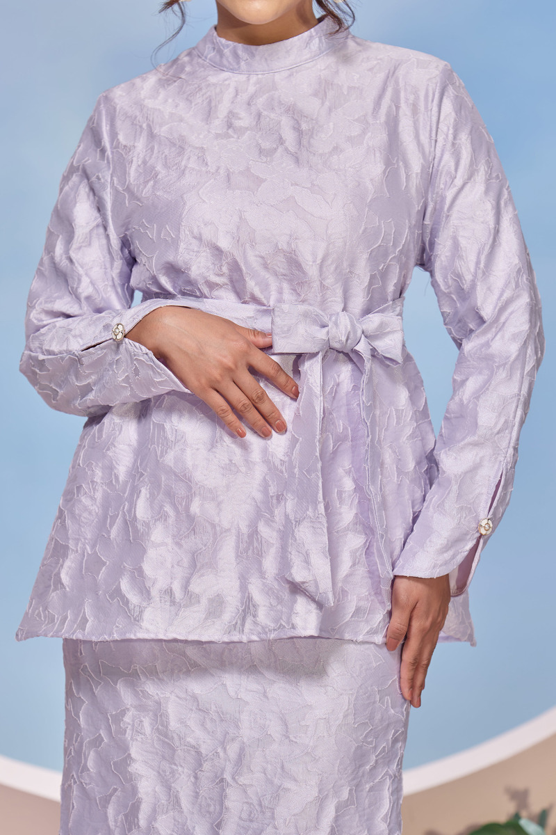Lilac Alena Flower Textured Kurung - MC Vogue Malaysia