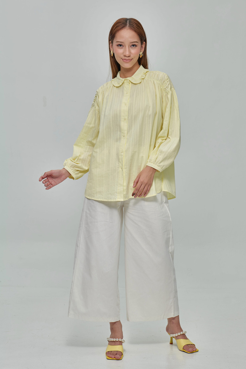 Yellow Veronica Cotton Lightweight Blouse - MC Vogue Malaysia