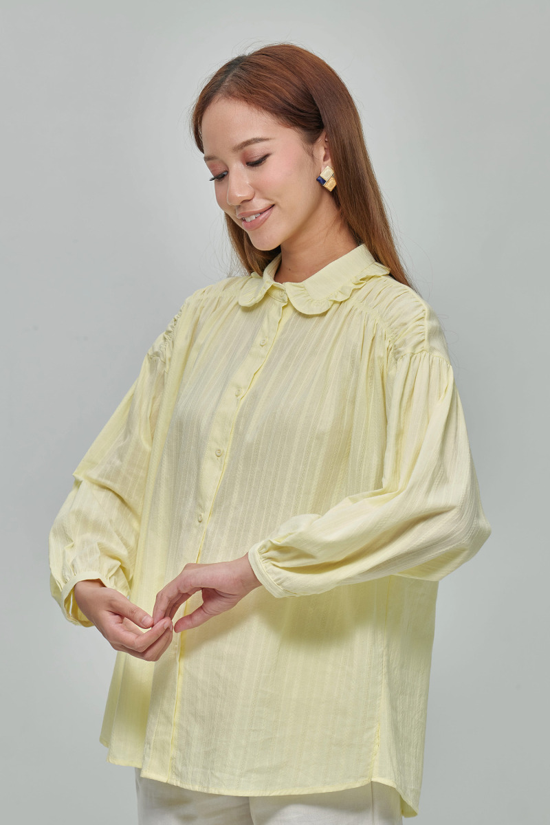 Yellow Veronica Cotton Lightweight Blouse - MC Vogue Malaysia